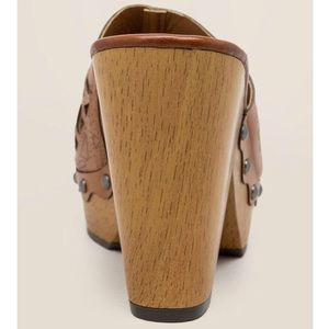 Urban Outfitters | Shoes | Nib Cognac Laser Cut Wooden Platform Mule ...